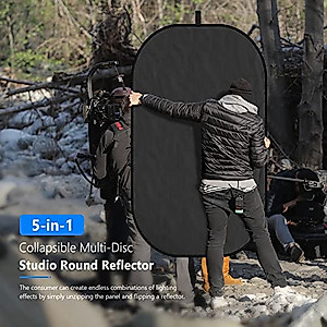 NEEWER 47"x71"/120x180cm Light Reflectors for Photography, Portable 5 in 1 Collapsible Multi Disc with Bag - Translucent, Silver, Gold, Black, White Diffuser for Studio and Outdoor Lighting