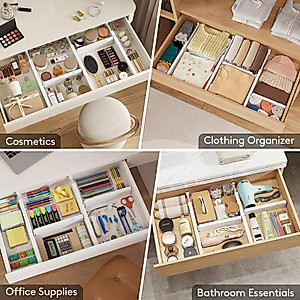 Lifewit 5 Pack Kitchen Drawer Dividers 2.36" High, 16"-22" Adjustable Drawer Organizer for Utensils/Clothes/Makeup, Plastic Expandable Separators in Dresser/Bedroom/Bathroom/Office Storage