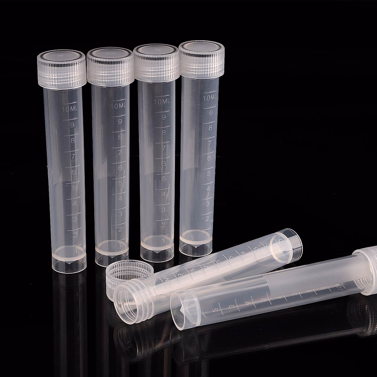 Bekith 50pcs 10ml Lab Plastic Frozen Test Tubes with Screw Caps, Vial Seal Cap Container for Laboratory School Educational