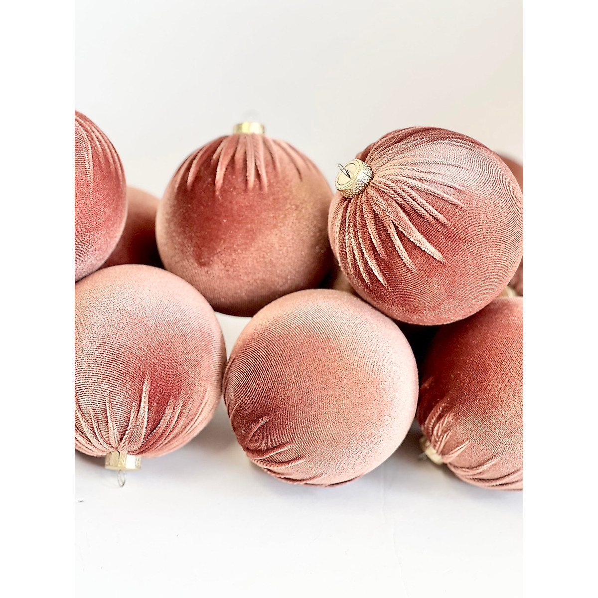 Terracotta Christmas Handmade Velvet Ornaments, Bulk Christmas Balls, Christmas Tree Bulbs, Christmas Decorations, Christmas Gift Idea, Set of 12