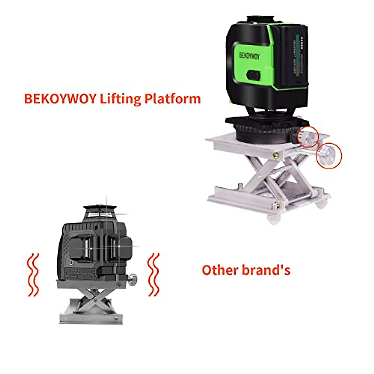 BEKOYWOY 360 Degree 2 in 1 Rotating Base Lifting Platform Laser Level ...
