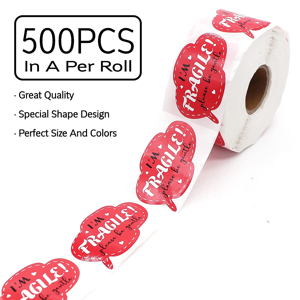 Wailozco I’m Fragile Please Be Gentle Stickers,Thank You Stickers,Handmade Stickers,Small Shop Stickers,Envelopes Stickers for Small Business, Online Retailers,Handmade Goods,500 Labels Per Roll