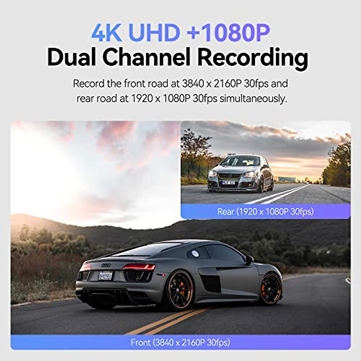 VIOFO A129 Pro Duo Dash Cam 4K + 1080P Front and Rear Dashcam, 5GHz WiFi GPS Built-in, Ultra HD Dual Car Camera, Sony 8MP Sensor, Buffered Parking Mode, G-Sensor, Motion Detection, WDR, Loop Recording