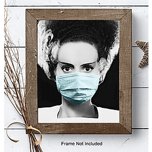 Frankenstein Decor - Bride of Frankenstein Wall Art - Monster Horror Scary Movie Poster - Hollywood Movie Picture Prints - Goth, Gothic Gifts - Mary Shelley - Home Theater