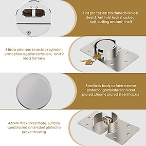 BEVISKkki 2 Pack Hidden Shackle Padlock Heavy Duty Solid Steel Cargo Van Door Locks Anti Theft with Hasp 73MM Puck Lock High Security Garage Shed Door Lock with 4 Keys for Trucks, Gates, Vans,Trailer