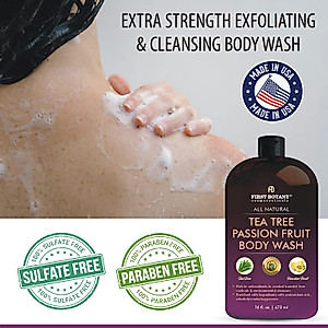 ALL Natural Body Wash - Fights Body Odor, Athlete's Foot, Jock Itch, Nail Issues, Dandruff, Acne, Eczema, Shower Gel for Women & Men, Skin Cleanser -16 fl oz (Passion Fruit)