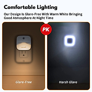 LuxLumin LED Night Light, Night Lights Plug into Wall with Dusk-to-Dawn Sensor, Automatically Turn on and Off,Night Light for Kids,Bedroom,Bathroom,Stairs,Warm White, 6 Packs