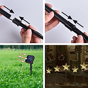 Solar Christmas Lights Outdoor, Energy Saving Waterproof Solar Powered Stake Lights, 2 Lighting Modes Christmas Decorations for 4th of July Home, Pathway, Garden, Walkway, Yard, Lawn, Patio (5 Stars)