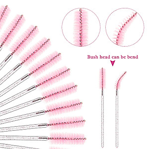 24 Pieces Plastic Eyelash Extension Tweezers False Eyelash Applicator Tool Eyelash Auxiliary Clip and 100 Pieces Eyelash Brush Mascara Wands Applicator for Eyelash Application (Pink)