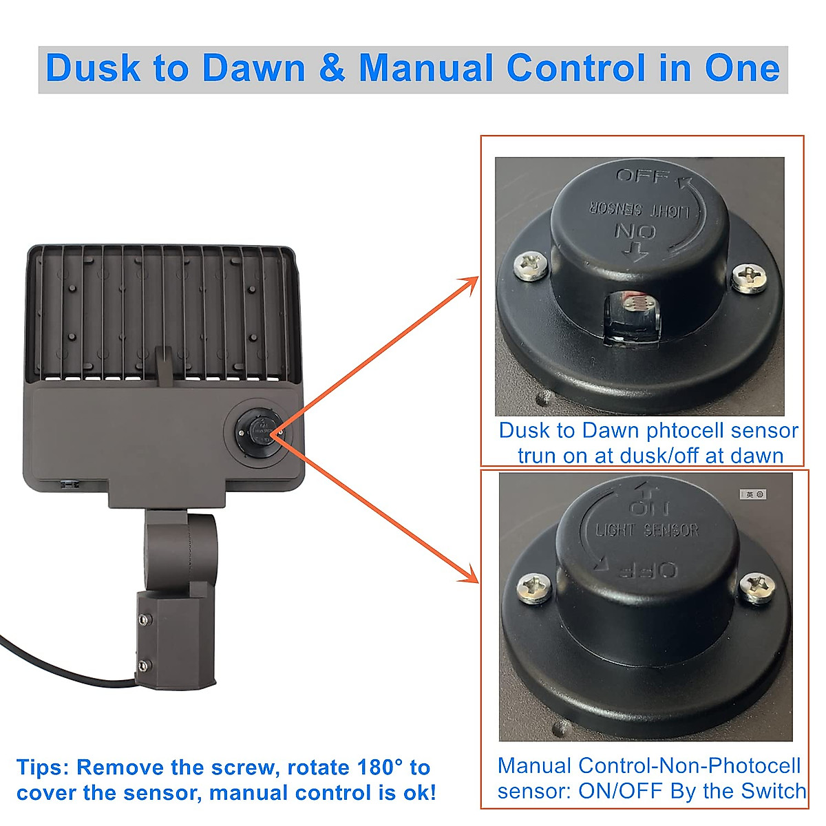 100W Outdoor LED Parking Lot Light with Adjustable Slip Fitter Mount, 5000K LED Area Light with Dusk to Dawn Photocell, 100-277V 14000LM [400W-600W HPS/HID Equiv] ETL LED Commercial LED Flood Light