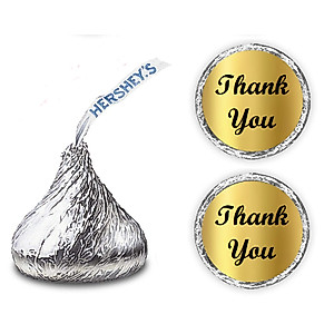Gold Foil Thank You Kisses Stickers, (Set of 216) Chocolate Drops Labels Stickers for Weddings, Bridal Shower, Engagement Party, Birthday, Baby Shower, Party Favors Decor for Kisses