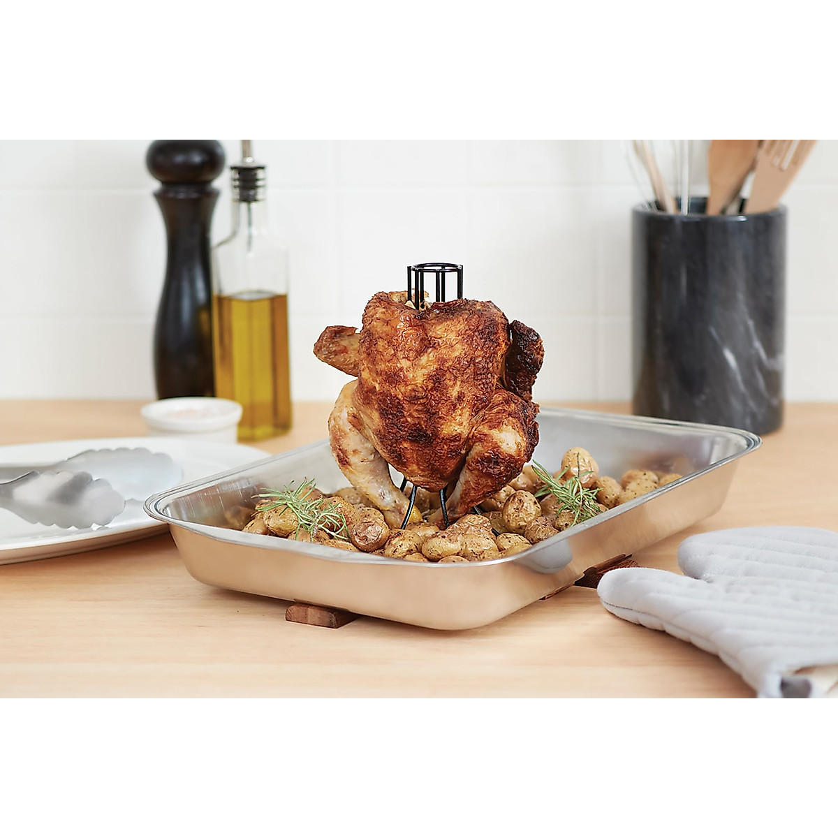 Fox Run Vertical Chicken Roaster, Non-Stick,Black,5.5 x 5.5 x 7.5 inches