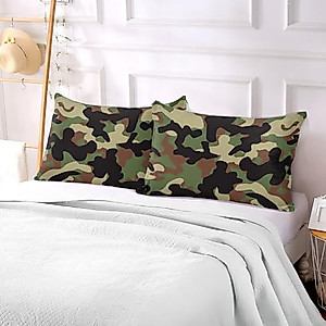 ALAZA Green Camo Woodland Camouflage Plush Pillow Cases Standard Size Pillow Cover Soft & Warm Zippered Bed Pillowcase, 20 x 26 inch
