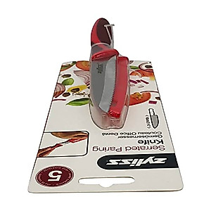 ZYLISS Serrated Paring Knife, 4-Inch Stainless Steel Blade, Red