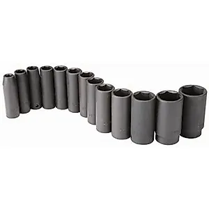 Pittsburgh 13 Piece High Visibility 1/2" Drive Metric Deep Wall Impact Socket Set