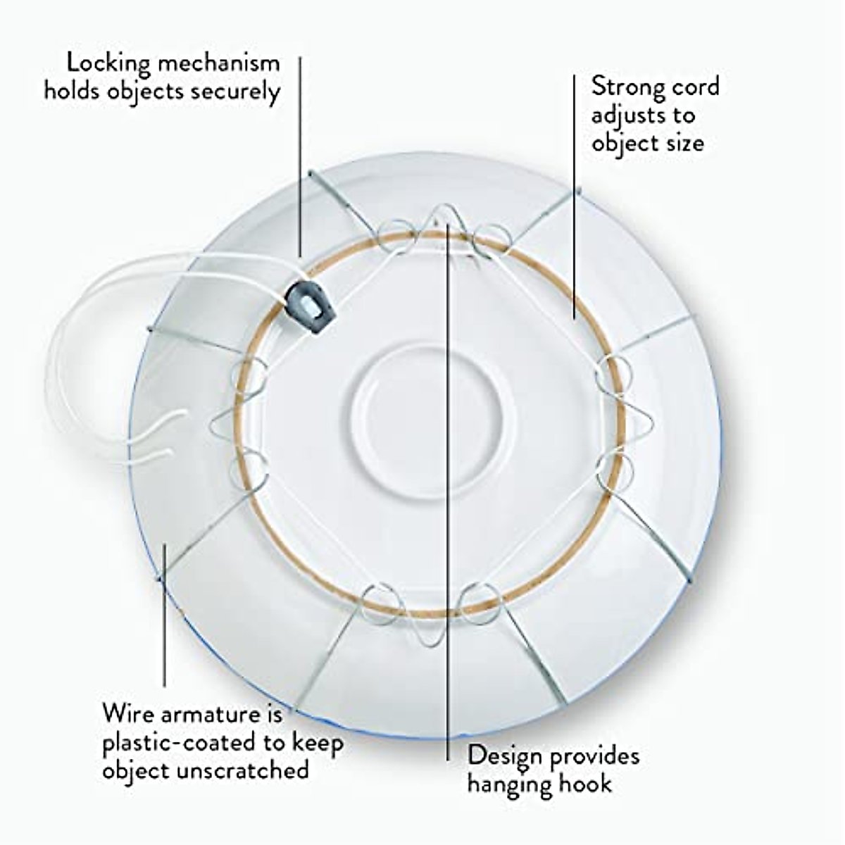 Display Buddie 3-Pak Extra-Large Adjustable Plate Hanger for Plates, Platters, Bowls & Oval, Square, Rectangular Objects up to 18"-24" Diameter and up to 10 lbs…