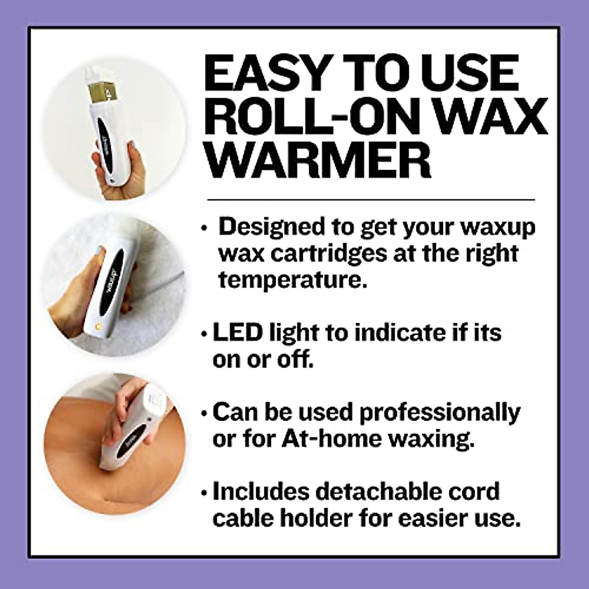 waxup Roll On Wax Warmer, Roller Wax Heater for Soft Wax Cartridge120 volt, Professional Waxing Supplies.