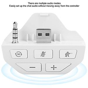 Headset Adapter Controller Audio Adapter, Headphone Converter for Xbox One Gamepad, Audio Mic Headphone Adapter Converter, with Game Control and Stereo Sound Synchronization (White)