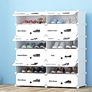 llibnn Adjustable Shoe Storage Cabinet Organiser Space Saving White Shoe Shelf Holder for 16 Pair Shoes Easy Assemble (Size : 6-Tier) (Size : 6-Tier)