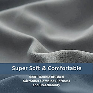 wavveUziz Bed Sheet Set Super Soft 100% Microfiber Sheet 1800 Brushed Microfiber Embroidered Queen Size Bed Sheets 16-Inch Deep Pocket - 4 Piece, Gray