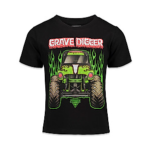 Monster Jam Little Boys 3 Pack Graphic T-Shirts Kids Black/Red/Grey 7