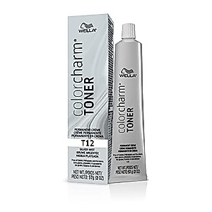 WELLA colorcharm Permanent Crème Toner, Free of Animal-Derivied Ingredients, Parabens Free, Gluten Free, T12 Silver Mist, 2 oz
