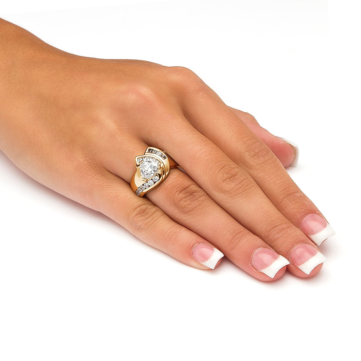 PalmBeach Yellow Gold-plated Cubic Zirconia Swirl Engagement Ring Sizes 6-10 Size 7