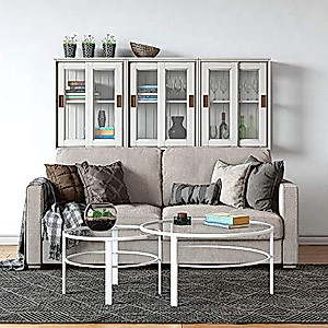 Henn&Hart Round Nested Coffee Table in White, Modern coffee tables for living room, studio apartment essentials, 36" Wide