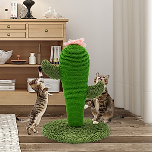 AUSCAT Cat Scratching Post, Cute Cactus Scratching Post, Nature Sisal Cat Scratcher for Indoor Cats and Kittens