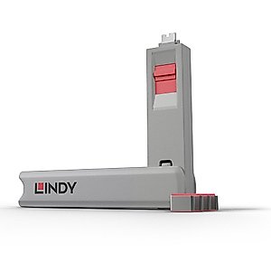 LINDY USB Type C Port Blocker Key, Pink - Pack of 4