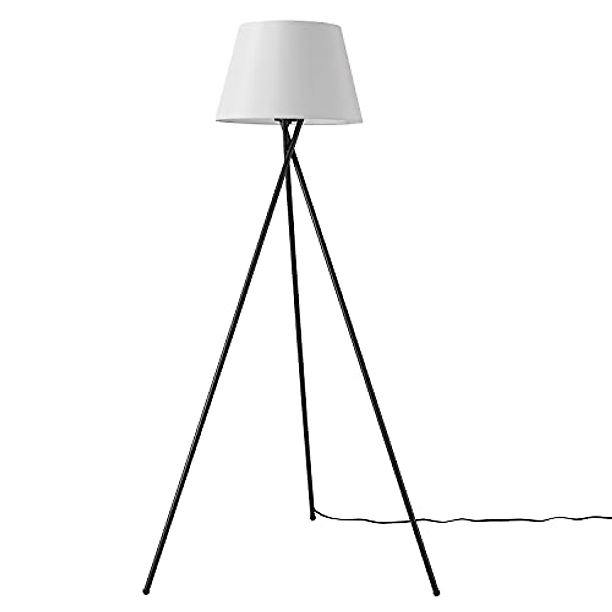Globe Electric 67519 Allen 59" Floor Lamp, Matte Black, White Linen Shade, On Off Switch on Socket