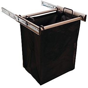 TAG Hardware Full Extension Pullout Laundry Hamper with Removable Bag Matt Nickel (Width (18") 457 mm - 1 removable large bag)