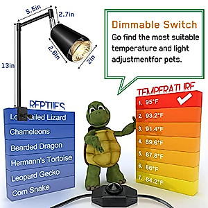 Fischuel Flexible Heating Lamp UVB Lamp with Clamp Fixtures, Reptile and Aquarium, Terrarium and Vivarium Basking Lamps and Spotlight, Comes with 3 Bulbs（Two 50W UVB Bulb & Spotlight Bulb）(E27,110V)