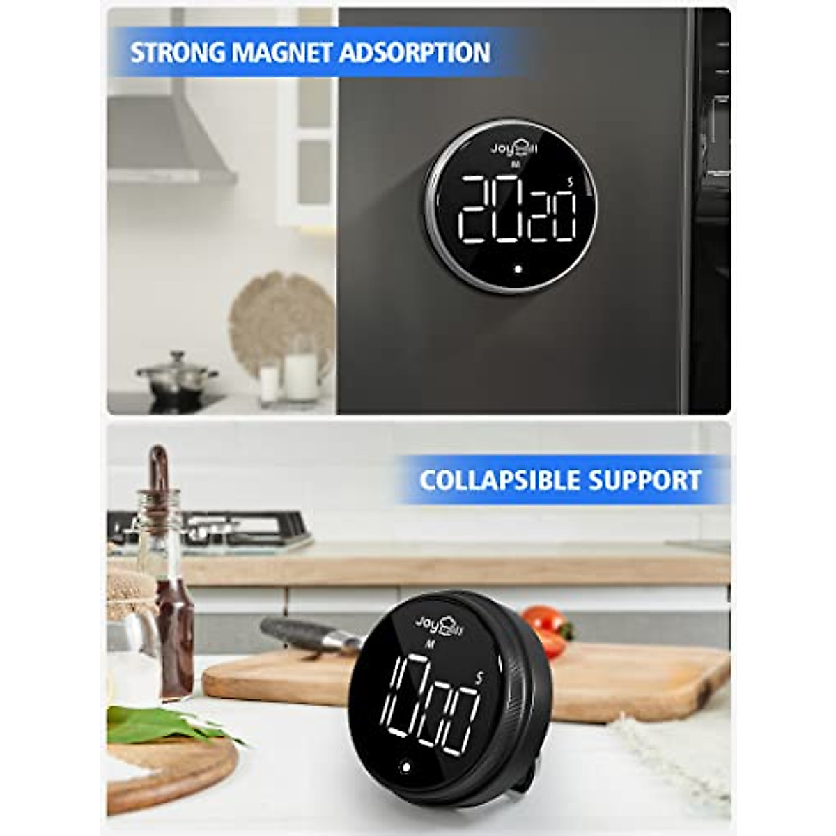 Revolutionary Digital Kitchen Timer: Large LED Display, 3 Volume Levels, Magnetic & Portable - Ideal for Cooking, Teaching, Fitness, & More!(Black)
