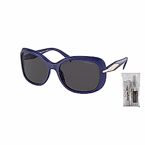 Prada PR04ZS 18D5S0 57MM Baltic Marble/Dark Grey Rectangle Sunglasses for Women + BUNDLE With Designer iWear Complimentary Eyewear Kit