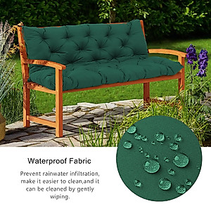 Porch Swing Cushions Outdoor 60 inch x 40 with Backrest Extra Thick 5" Waterproof 3 Seat Swing Replacement Cushions for Outdoor Furniture Bench Patio Garden (Dark green-60x40x5inch)
