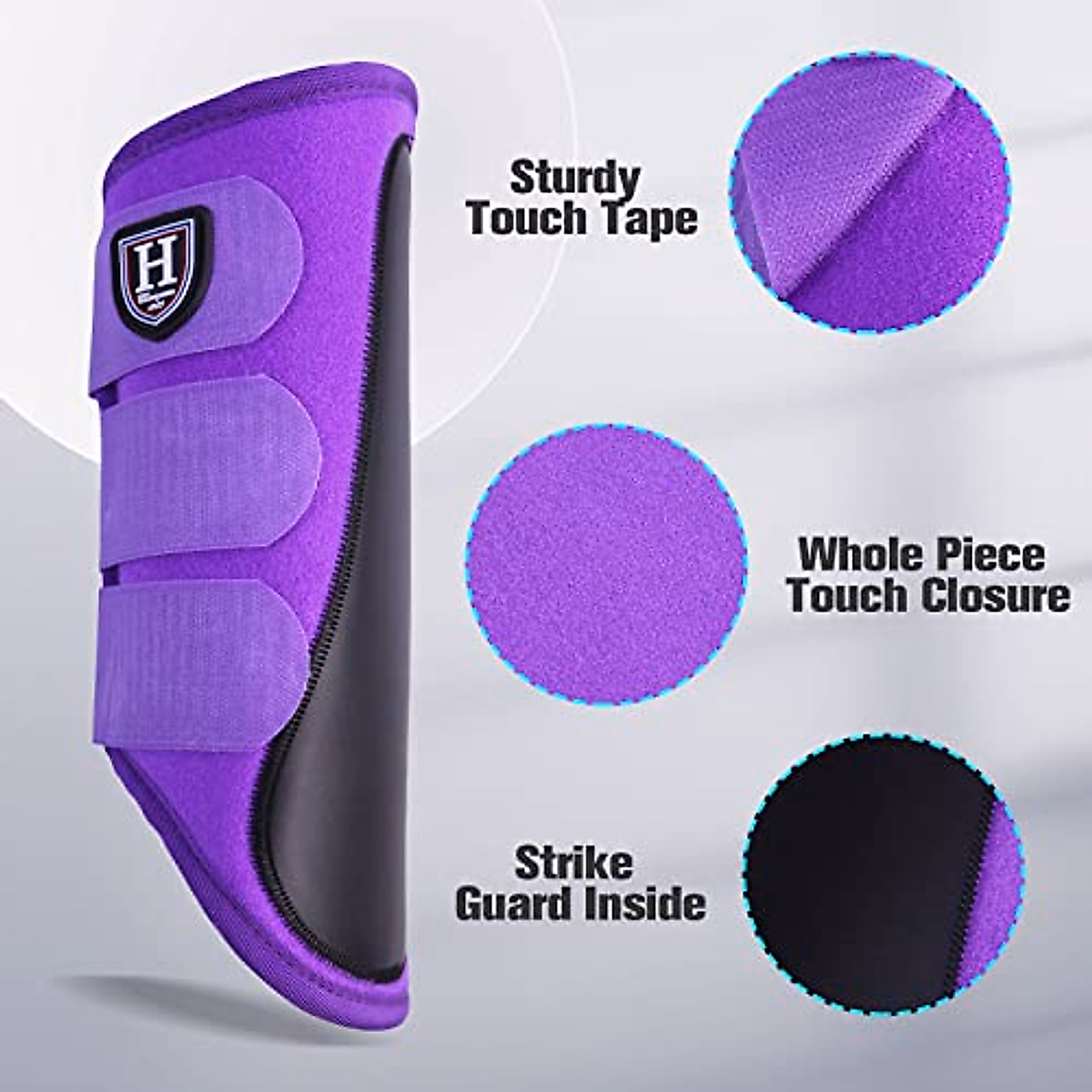 Harrison Howard Essential Horse Splint Boots Sport Brushing Boots for Horse-Regal Purple