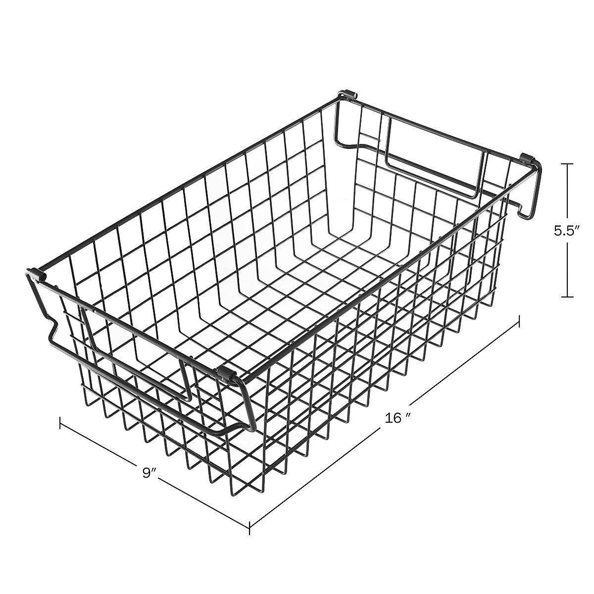 Home-Complete Nesting Storage Bins Stackable Wire Baskets, Set of 2, Medium, Black, 2 Each