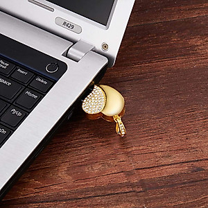 GARRULAX USB Flash Drive, Diamond Heart 8GB / 16GB / 32GB USB2.0 Waterproof USB Memory Stick Date Storage Pendrive Thumb Drives (32GB, Gold Heart)