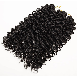GoGo Curl Curly Crochet Hair for Women Water Wave Crochet Hair Deep Wave Braiding Hair Bohemian Crochet Braids Synthetic Hair Extensions (18 inch(Pack of 6), 1B Natural Black)
