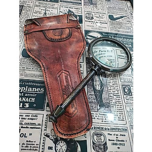 Vintage Antique Henry London Leather Case Brass Marine Handheld Magnifying Glass Astrologers Nautical Instrument - Xmas Gallery Gifts (Brown)