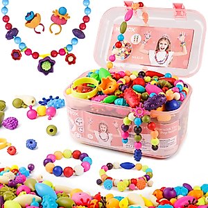 NEXBOX Girls Crafts Jewelry Making Kit for Toddlers - Pop Beads Toys Sets for Little Kids Age 3 4 5 6 Year Old, Ideas Birthday Gifts