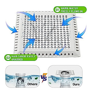 Aluvor Drain Hair Catcher,Shower Drain Cover Hair Catcher Shower Drain Strainer for Bathroom Floor,Durable Square Shower Hair Drain Catcher to Keep Away from Clogged Drain-No Rust!