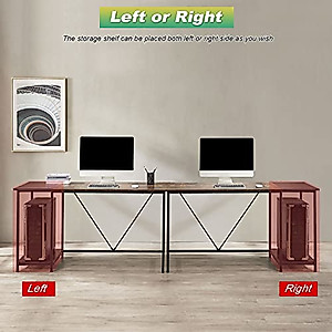 55" Computer Desk Office Desk with Bookshelf, Gaming Desk Extra Large Modern Student Kids Study PC Simple Executive Table Workstation for Small Space, Brown