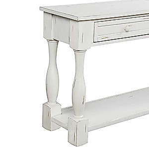 Goohome 64" Long Extra-Thick Console Table Sofa Table with 3 Drawers and Bottom Shelf, Open Countertop, Retro Mediterranean Style Solid Wood Accent Entryway Table for Hallway Living Room