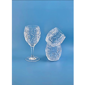 mcyiqihai 14-ounce Diamond Acrylic Wine Glasses-Plastic Stem Wine Glasses,All Purpose,set of 6Clear,BPA Free