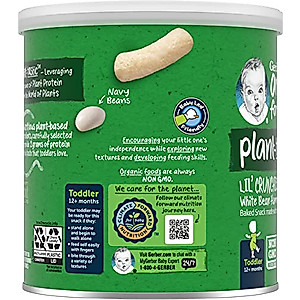 Gerber Snacks for Baby Organic Lil Crunchies, Plant-tastic, White Bean Hummus, 1.59 Ounce