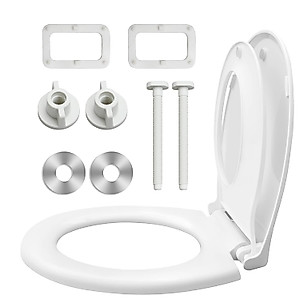 Toilet Seat with Built in Potty Training Seat/Toilet Seat with Cover,Durable Plastic,Replacement Toilet Seats - Short White