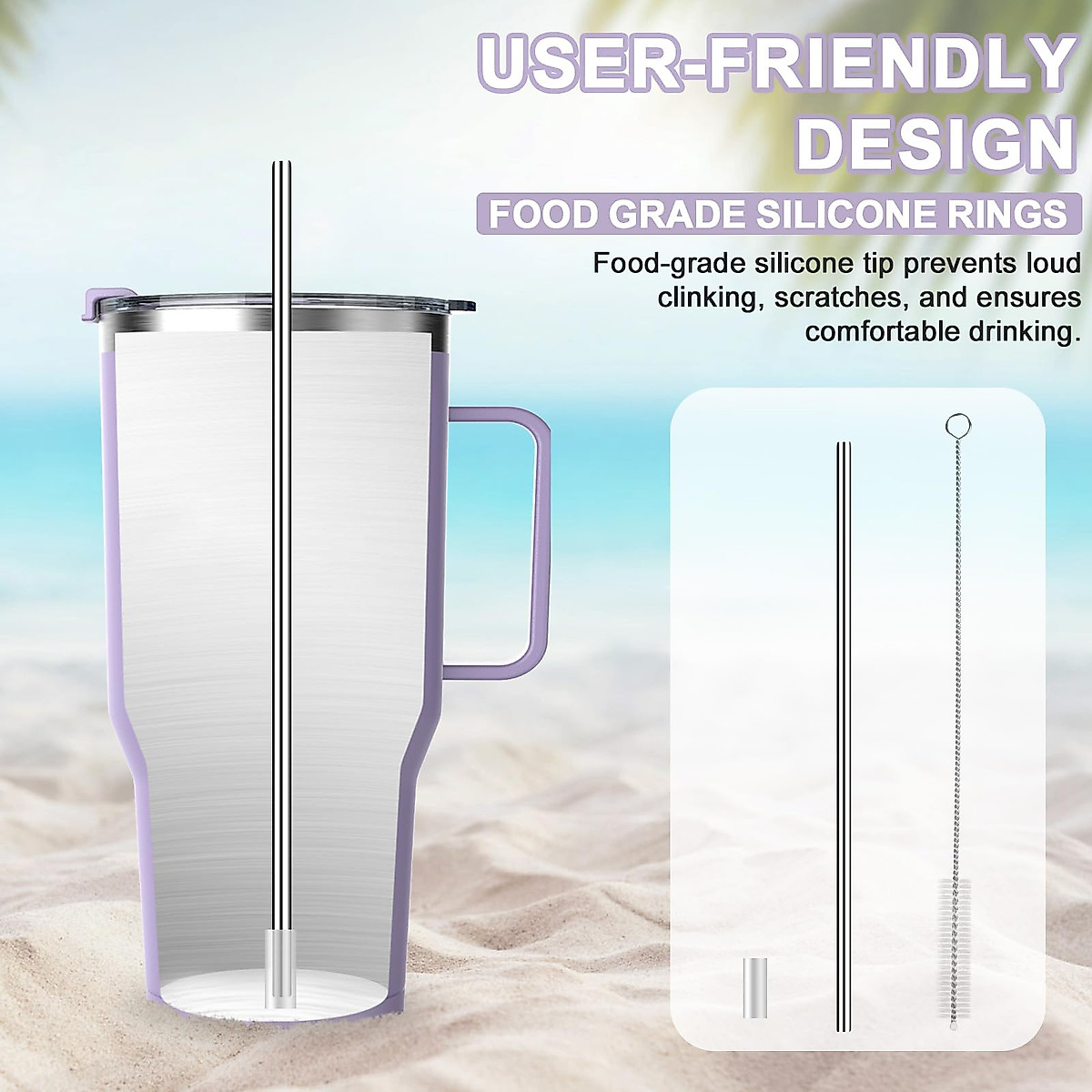 AUSOR 30 oz Tumbler with Lid and Straw,Water Bottle with Handle,Insulated Stainless Steel Tumbler for Hot & Cold, Coffee Travel Mug Cups Reusable Purple