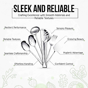 NEXNEOM Serving Utensils Set 10 Pcs - Stainless Steel Silver Serving Utensils with Stunning Mirror-Finish - Lightweight, Rust-Resistant & Easy Maintenance - Ideal Serving Spoons for Parties & Wedding